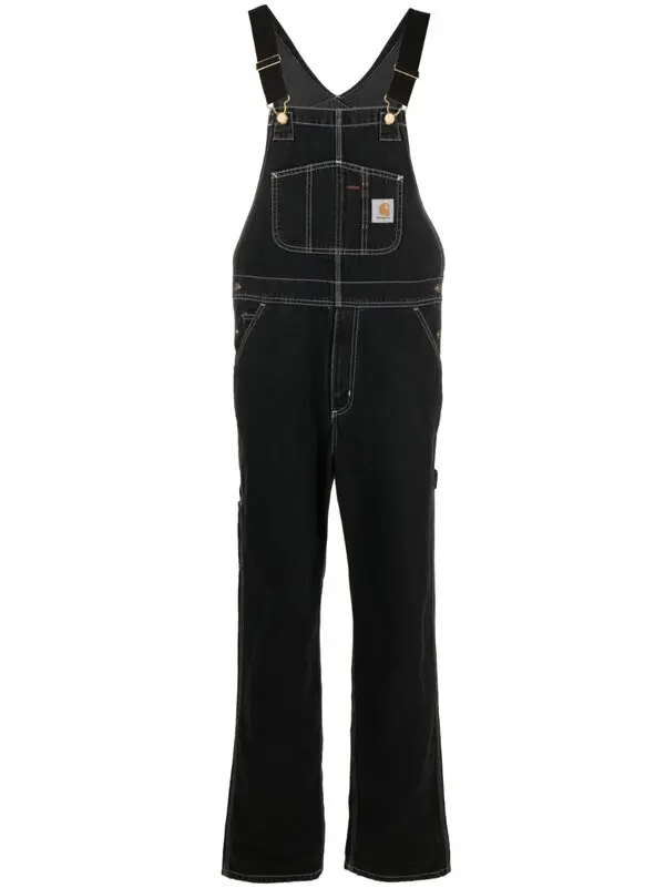 Carhartt Work In Progress Logo-patch Straight-leg Dungarees - Black
