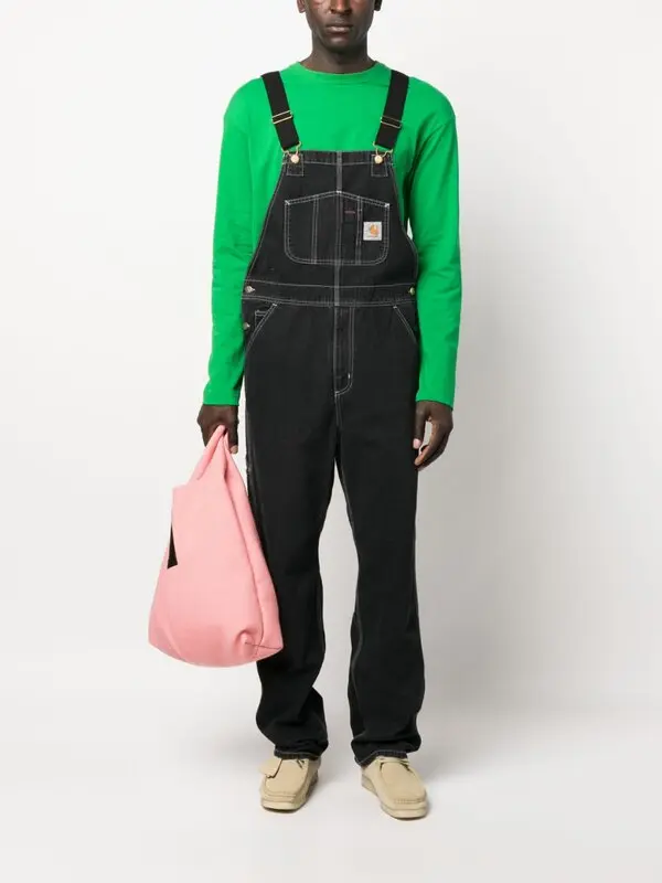 Carhartt Work In Progress Logo-patch Straight-leg Dungarees - Black