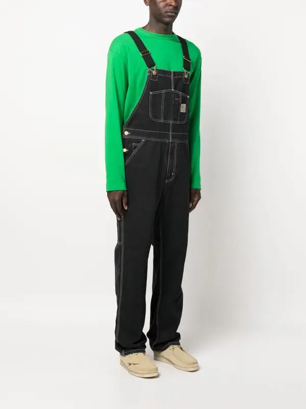 Carhartt Work In Progress Logo-patch Straight-leg Dungarees - Black