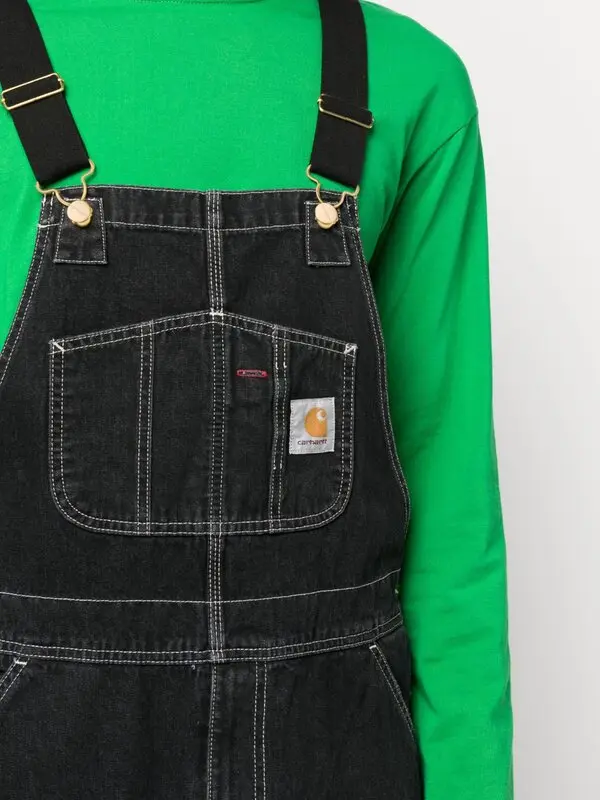 Carhartt Work In Progress Logo-patch Straight-leg Dungarees - Black