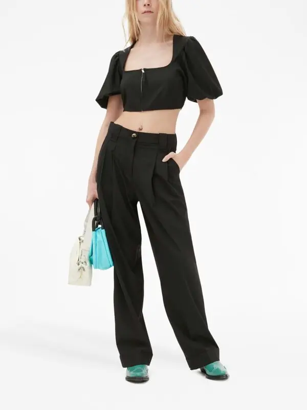 GANNI Wide-leg Tailored Trousers - Black
