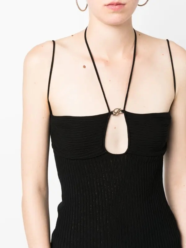Blumarine Cut-out Ribbed Knit Top - Black