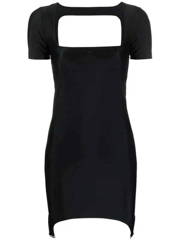 COURREGES Square-neck Mini Dress - Black