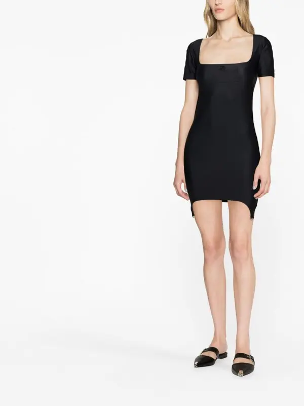 COURREGES Square-neck Mini Dress - Black
