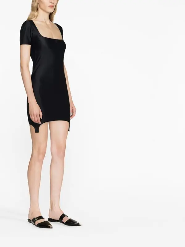 COURREGES Square-neck Mini Dress - Black