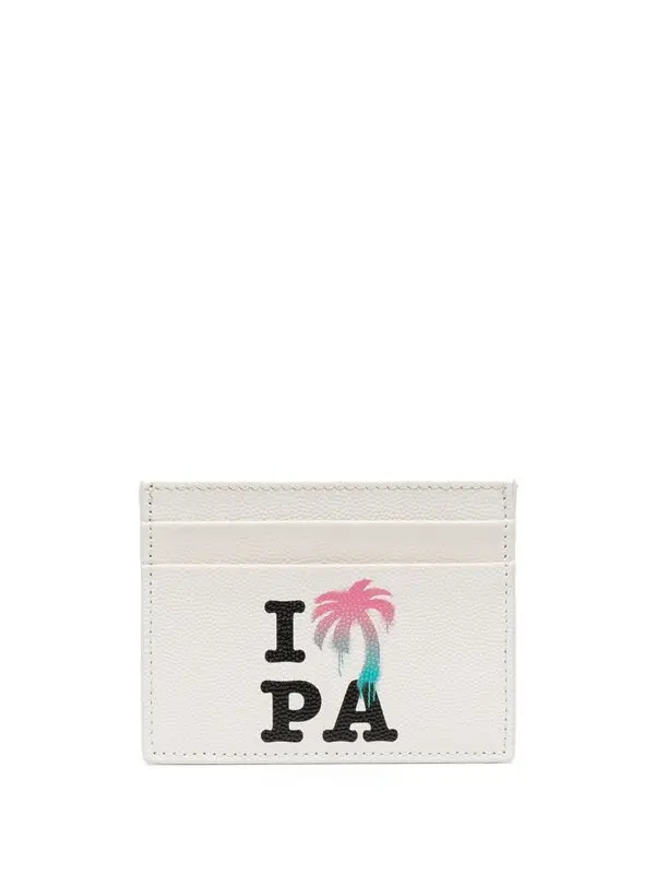 Palm Angels I Love Pa Leather Cardholder - White