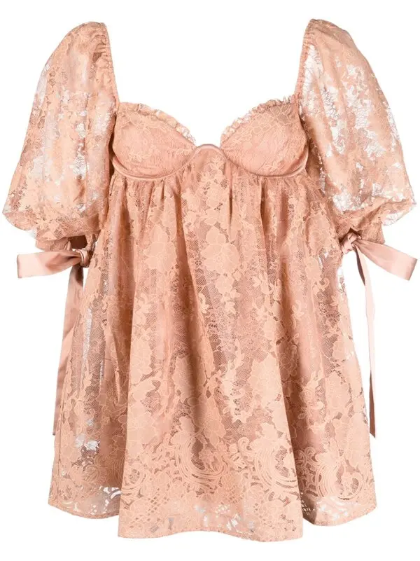 For Love & Lemons Low-Back Floral-Lace Dress In Pink - 40% Off |  Editorialist