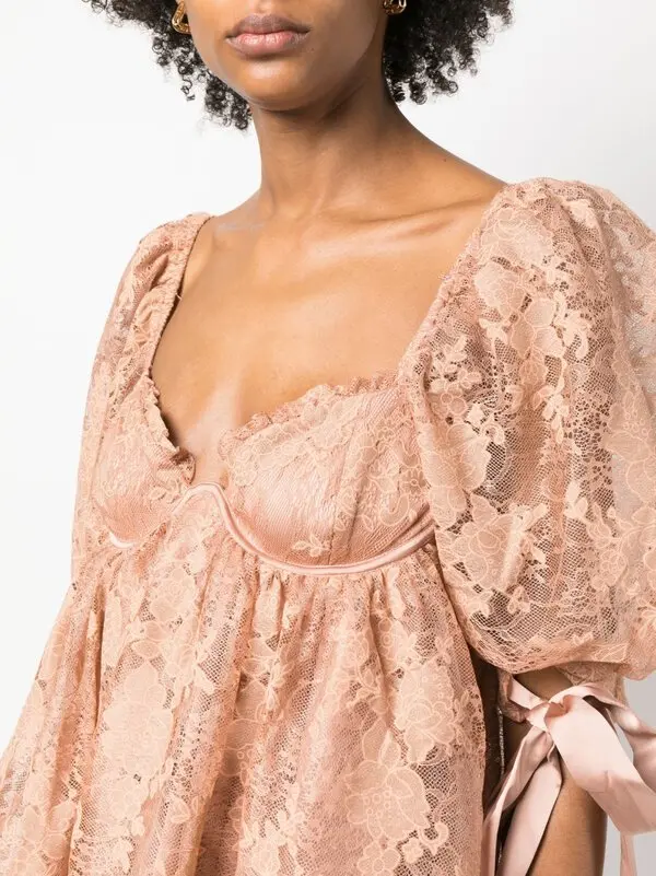 For Love & Lemons Low-Back Floral-Lace Dress In Pink - 40% Off |  Editorialist