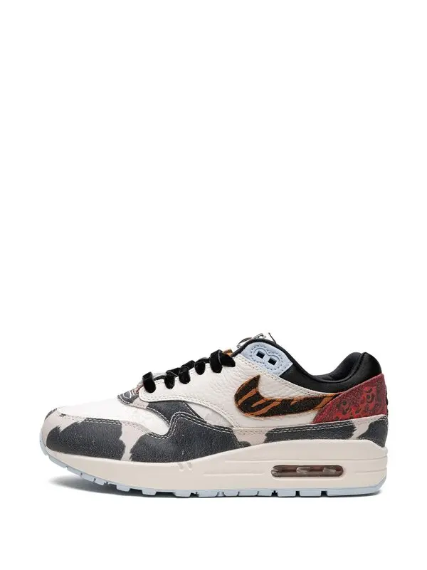 Nike Air Max 1 '87 Tiger Swoosh Cow Print Sneakers - Neutrals