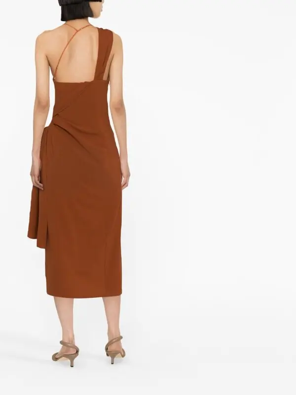 Jacquemus Abanada Draped Asymmetric Dress - Brown