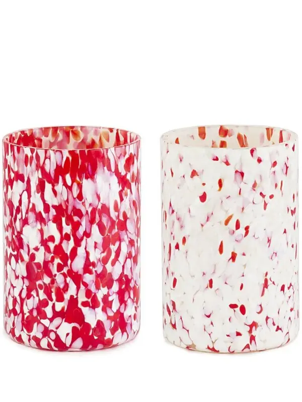 STORIES OF ITALY Macchia Murano Glass Set Of Two Tumblers - Red