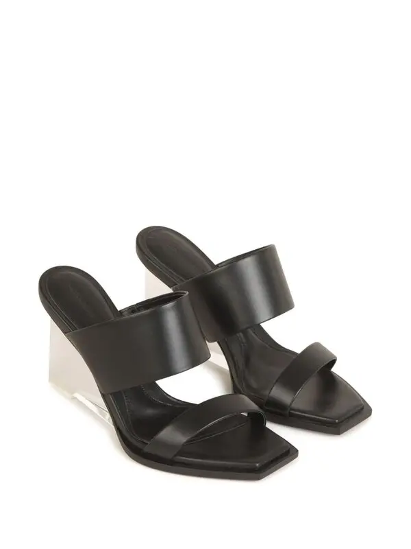 Alexander McQueen 75mm Leather Platform Wedge Sandals - Black