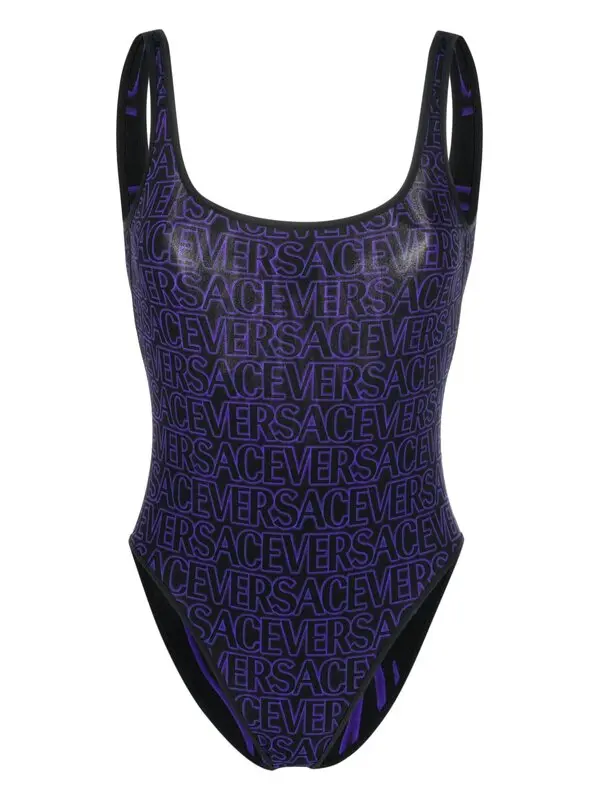 Versace Logo-print Reversible Swimsuit - Black
