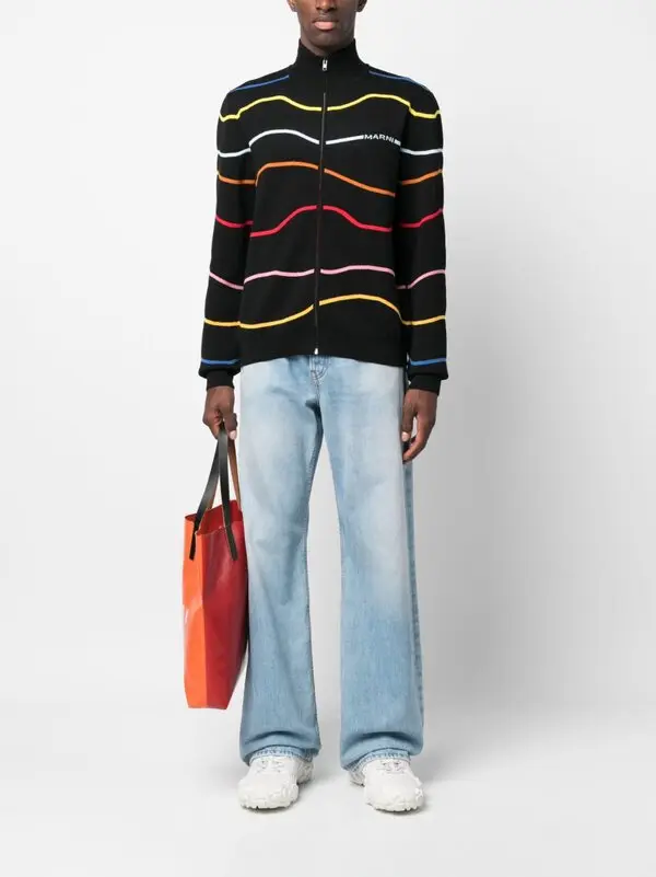 Marni Stripe-pattern Cotton Cardigan