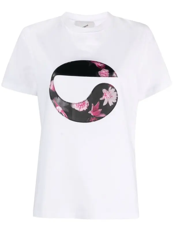 Coperni Floral Logo-patch T-shirt - White