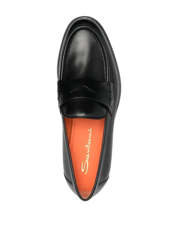 Santoni Leather Loafers - Black