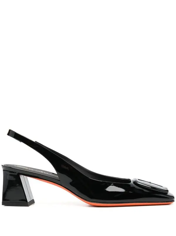 Santoni Slingback 60mm Strap Pumps - Black
