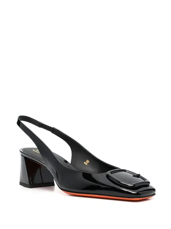 Santoni Slingback 60mm Strap Pumps - Black