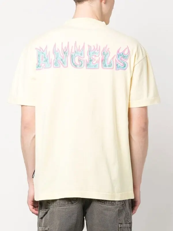 Palm Angels Flames Logo-print T-shirt - Yellow