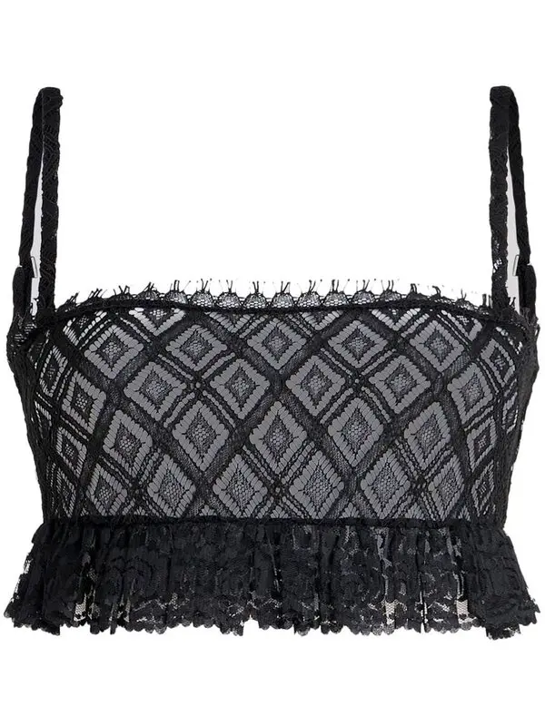 Etro Lace Ruffle-trim Bralette - Black