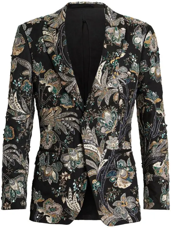 Etro Floral-jacquard Single-breasted Blazer - Black