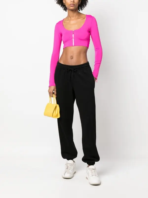 Off-White Zip-logo Long-sleeve Crop Top