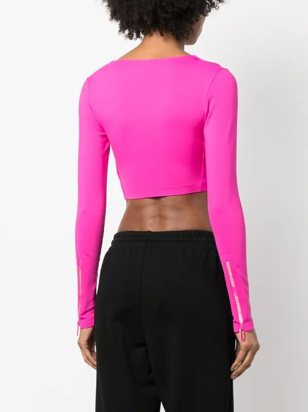 Off-White Zip-logo Long-sleeve Crop Top