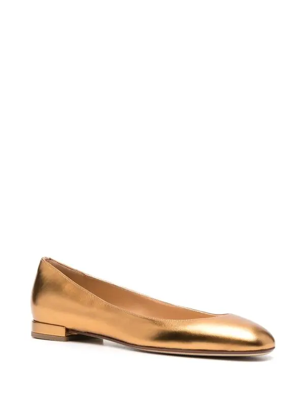 FRANCESCO RUSSO Metallic Leather Ballerina Flats