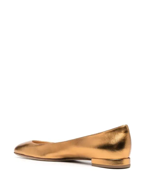 FRANCESCO RUSSO Metallic Leather Ballerina Flats