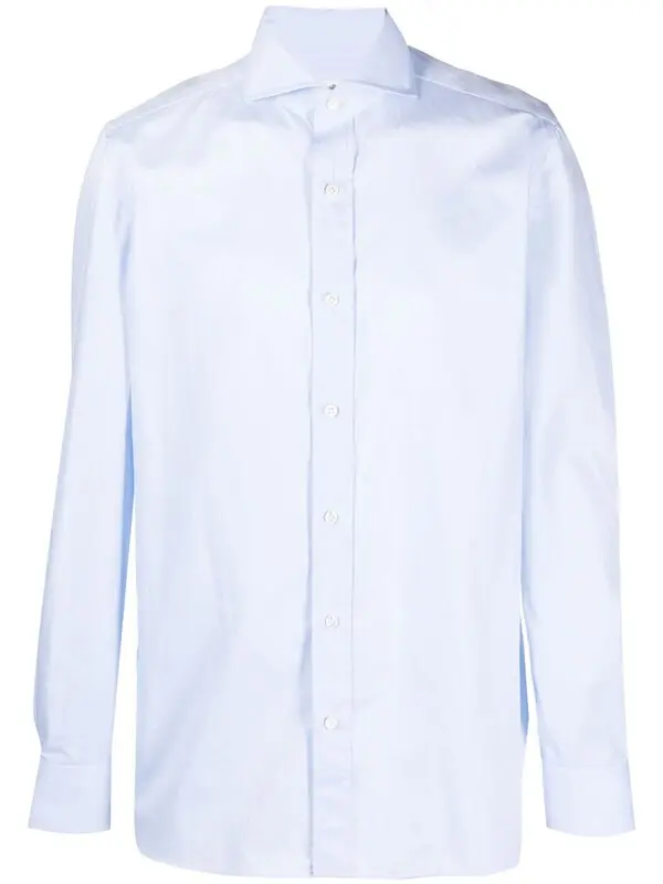 LUIGI BORRELLI Long-sleeve Cotton Shirt - Blue