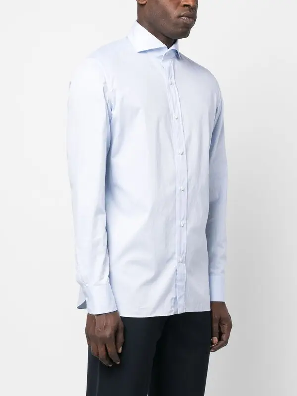 LUIGI BORRELLI Long-sleeve Cotton Shirt - Blue