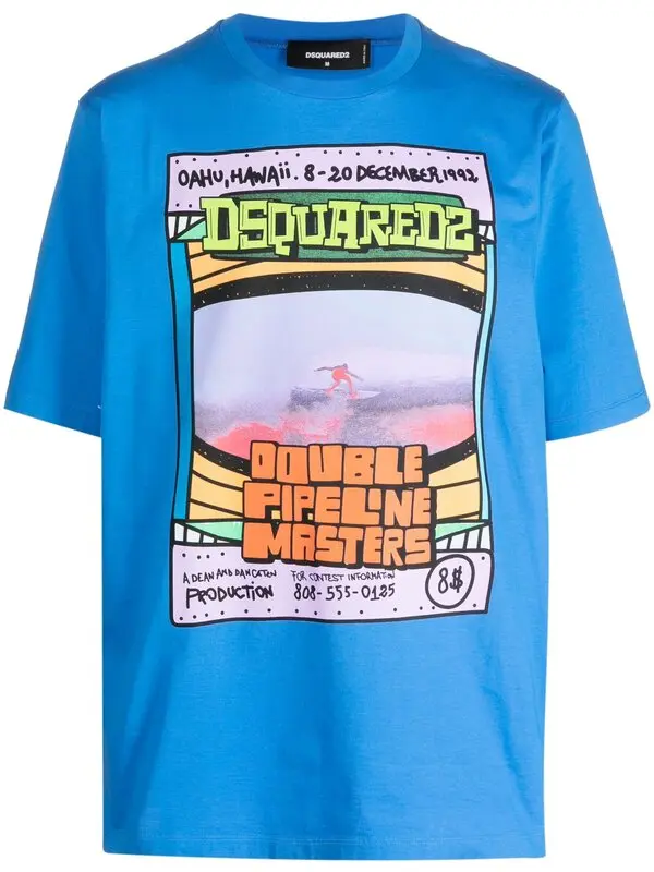 Dsquared2 Graphic-print Short-sleeve Cotton T-shirt - Blue