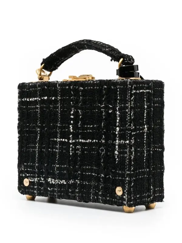 Thom Browne Mini Tweed Chain Tote - Black
