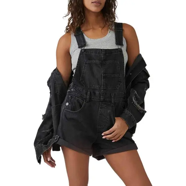 Free People Ziggy Denim Shortalls - Black
