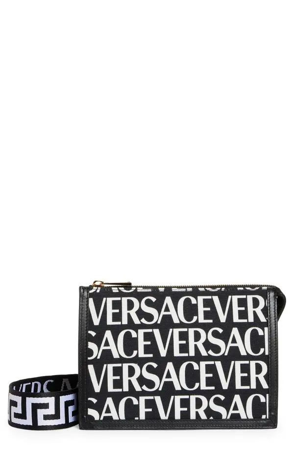 Versace Repeat Logo Print Crossbody Bag