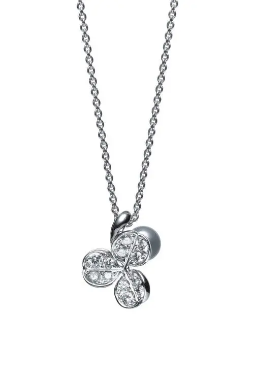 Mikimoto Fortune Leaves Pearl And Diamond Pendant Necklace - White Gold