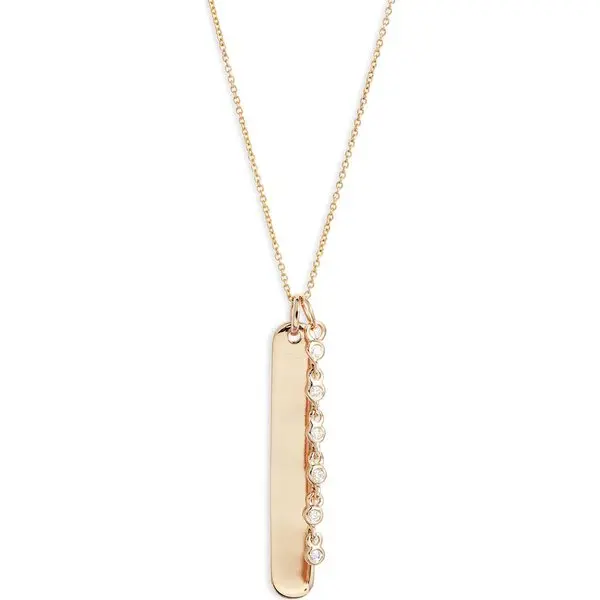 DANA REBECCA DESIGNS Lulu Jack Diamond Bar Pendant Necklace - Yellow Gold