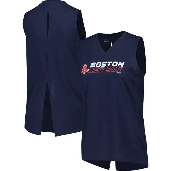 LEVELWEAR Boston Red Sox Paisley Chase V-neck Tank Top - Navy