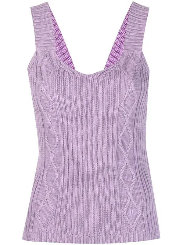 Jacob Cohen Logo-embroidered Cable-knit Tank Top