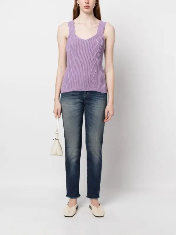 Jacob Cohen Logo-embroidered Cable-knit Tank Top