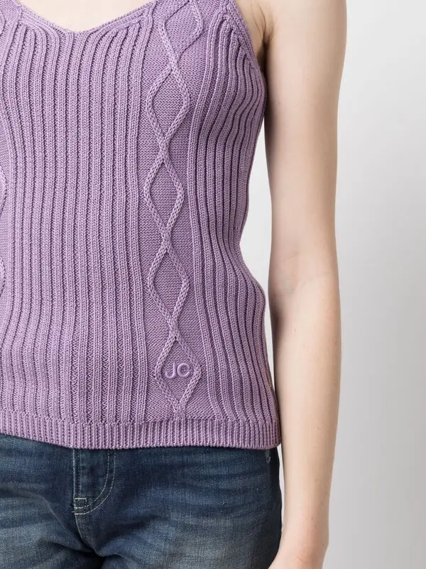 Jacob Cohen Logo-embroidered Cable-knit Tank Top