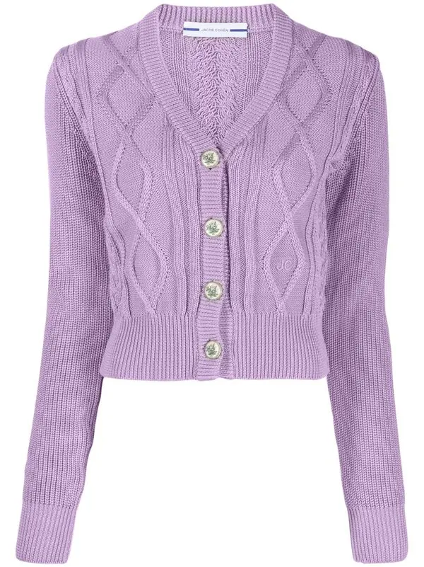 Jacob Cohen Logo-embroidered Cable-knit Cardigan