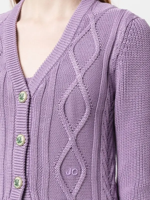 Jacob Cohen Logo-embroidered Cable-knit Cardigan