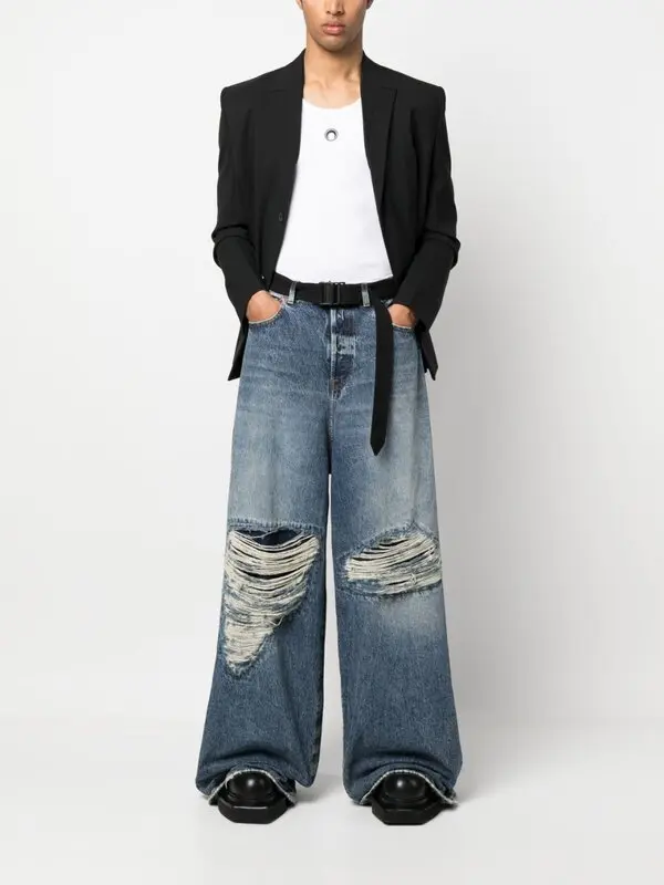 Vetements Distressed Wide-Leg Jeans In Blue - 41% Off | Editorialist