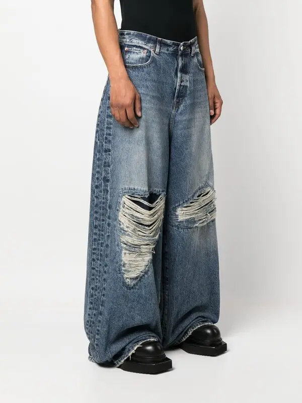Vetements Distressed Wide-Leg Jeans In Blue - 41% Off | Editorialist