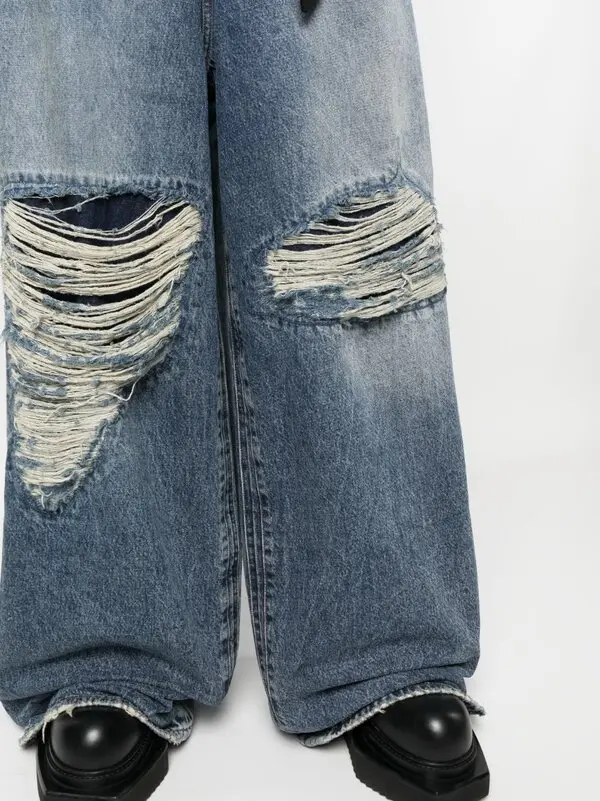 Vetements Distressed Wide-Leg Jeans In Blue - 41% Off | Editorialist