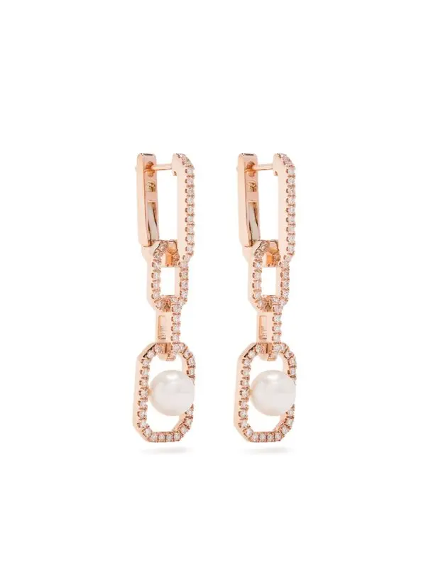 Shay 18kt Yellow Diamond And Pearl Drop Earrings - Gold