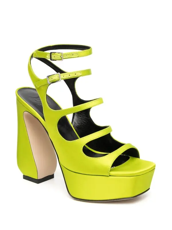 SERGIO ROSSI 140mm Platform Leather Sandals - Green