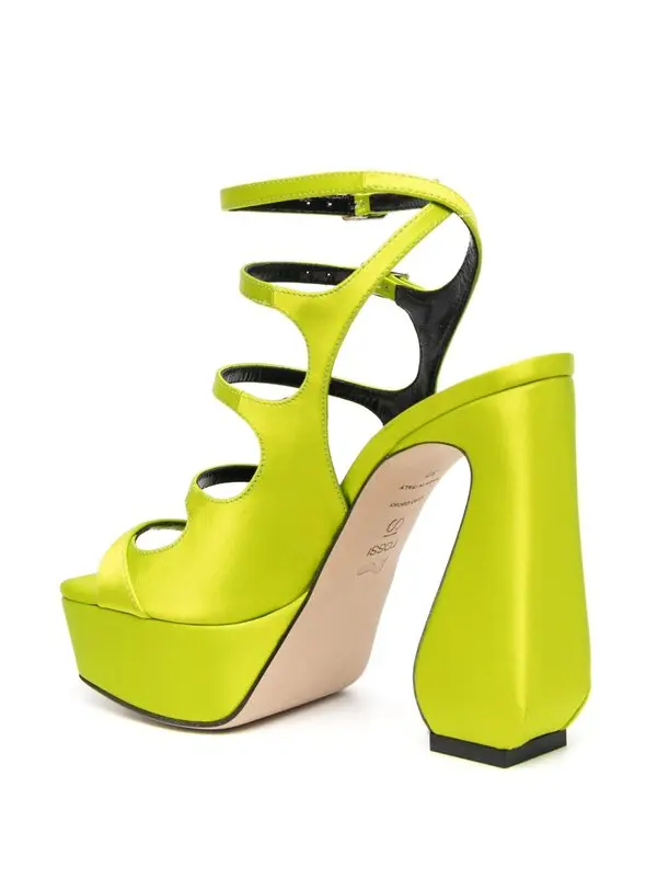 SERGIO ROSSI 140mm Platform Leather Sandals - Green