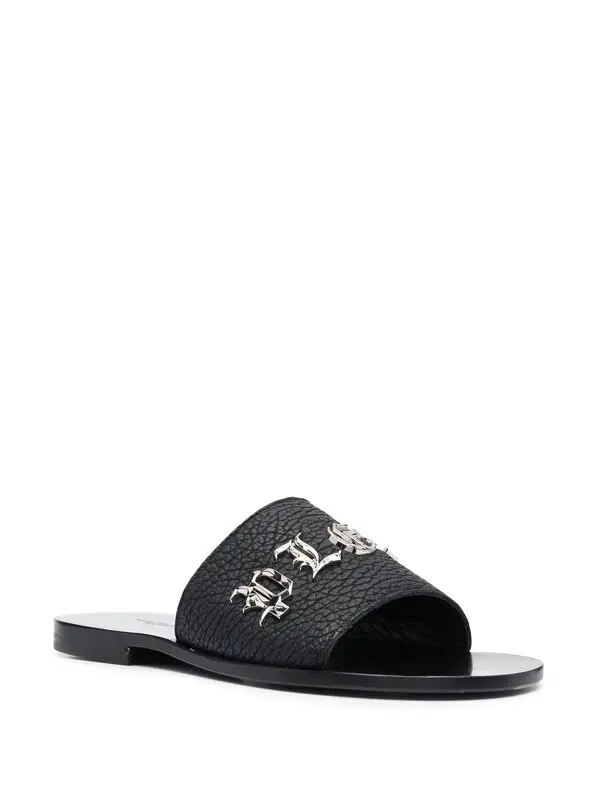 Philipp Plein Logo-lettering Leather Slides